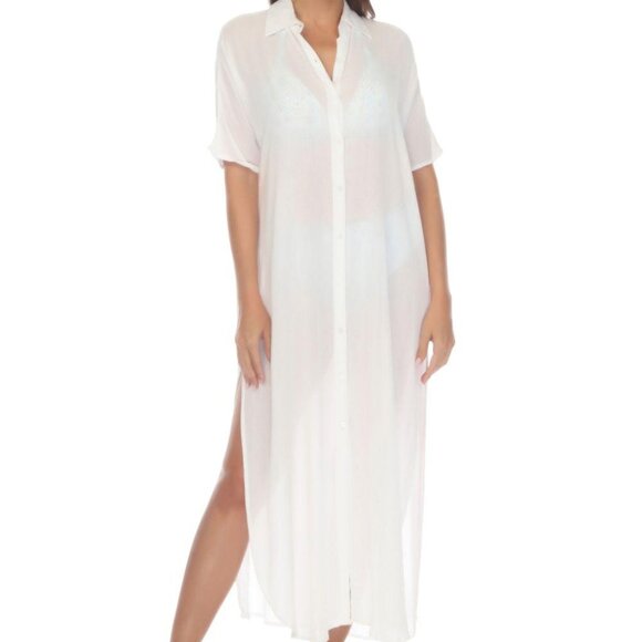 Raviya | Swim | Raviya Womens Buttondown Maxi Dress White S | Poshmark